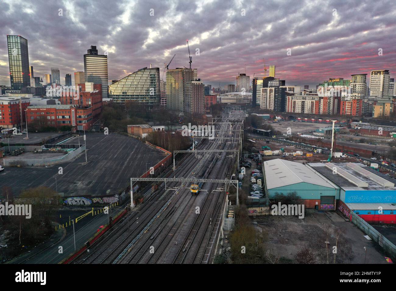 Sunrise in Manchester City Centre Stock Photo - Alamy