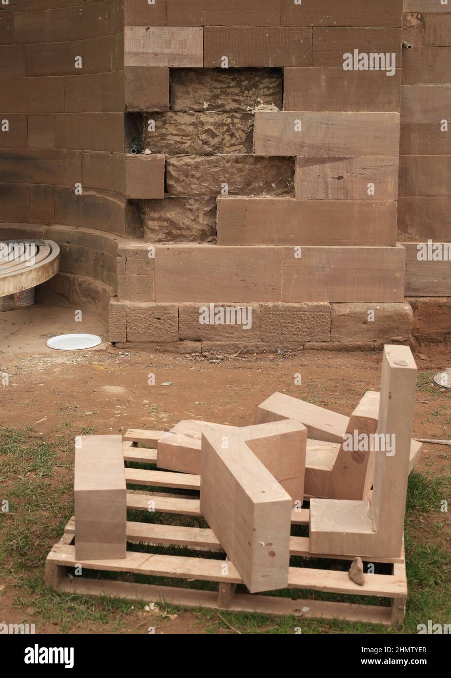 Masonry restoration on a uk historic building Stock Photo - Alamy