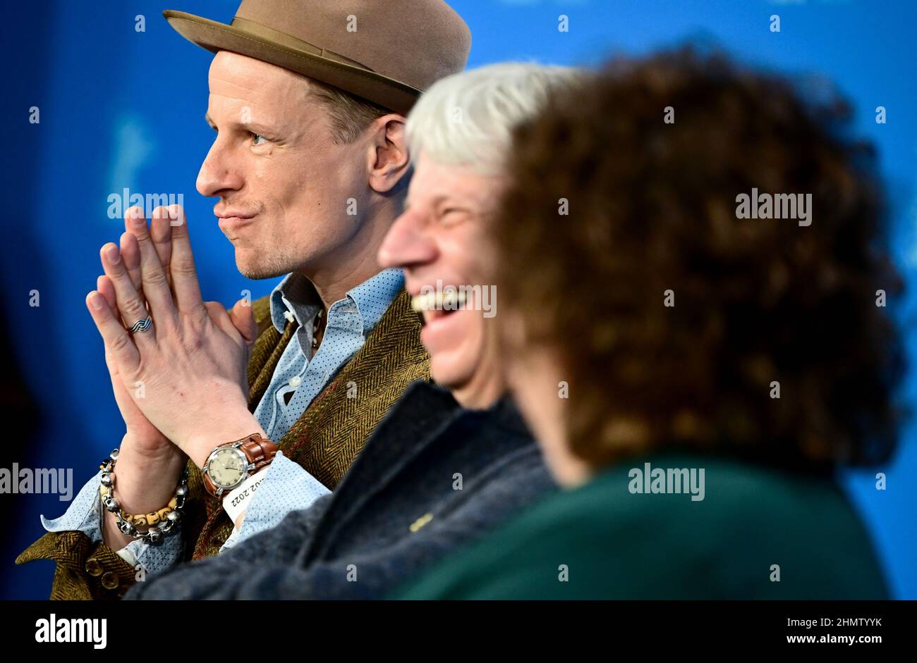Berlin, Germany. 12th Feb, 2022. Alexander Scheer (l-r), actor, Andreas ...