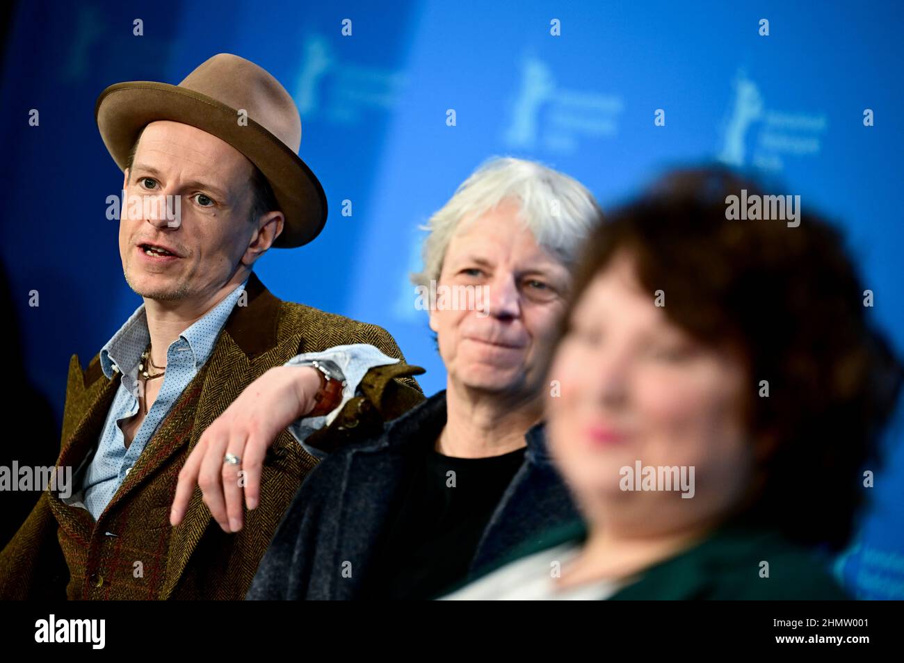 Berlin, Germany. 12th Feb, 2022. Alexander Scheer (l-r), actor, Andreas ...