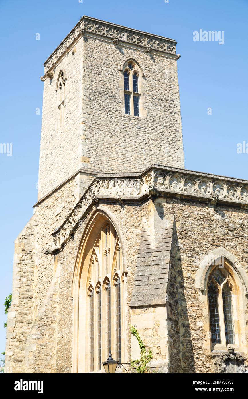 Square stone tower of the former church of St Peter-in-the-East in ...
