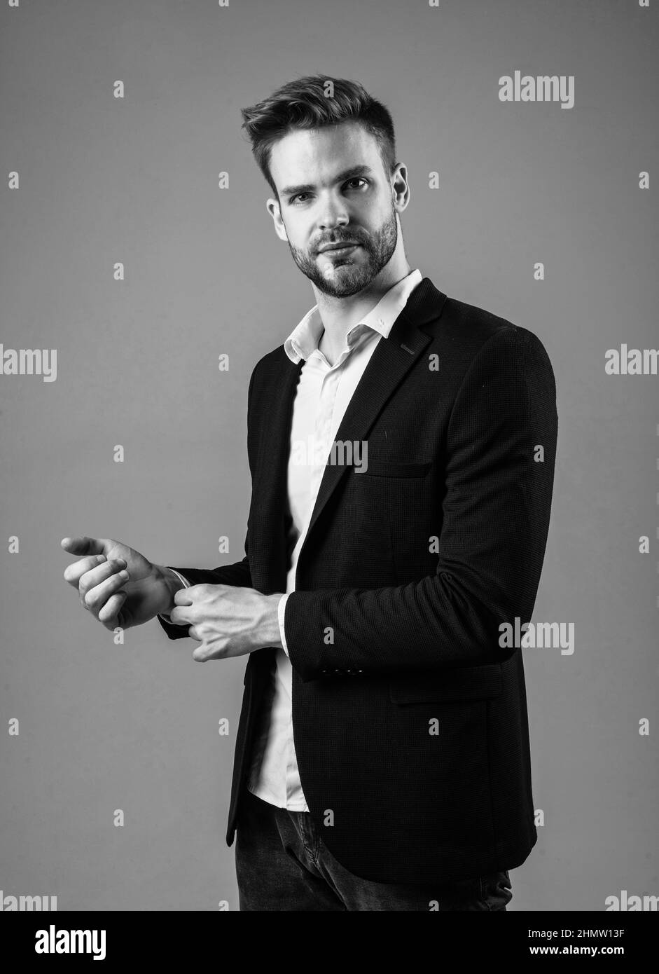 Confident in his choice. well groomed hairstyle. male beauty and ...