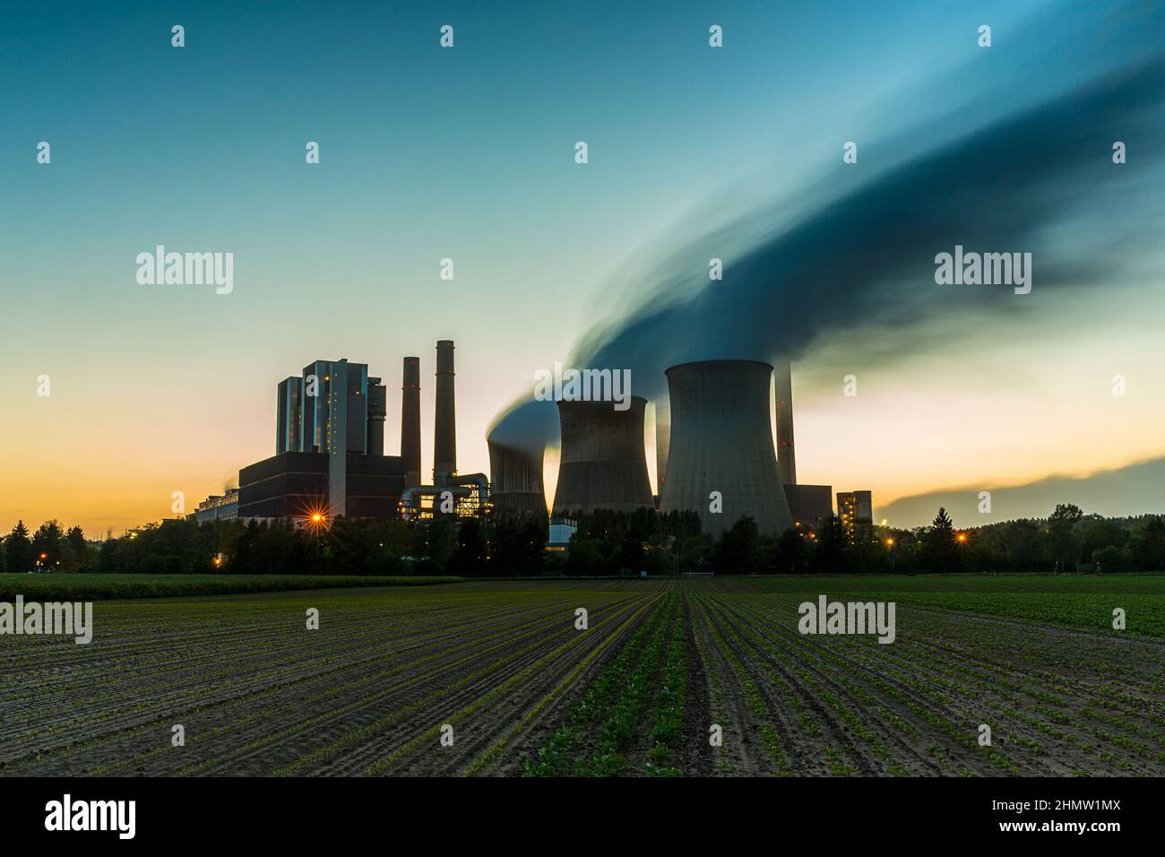 Coal-fired power plant at sunset Stock Photo - Alamy