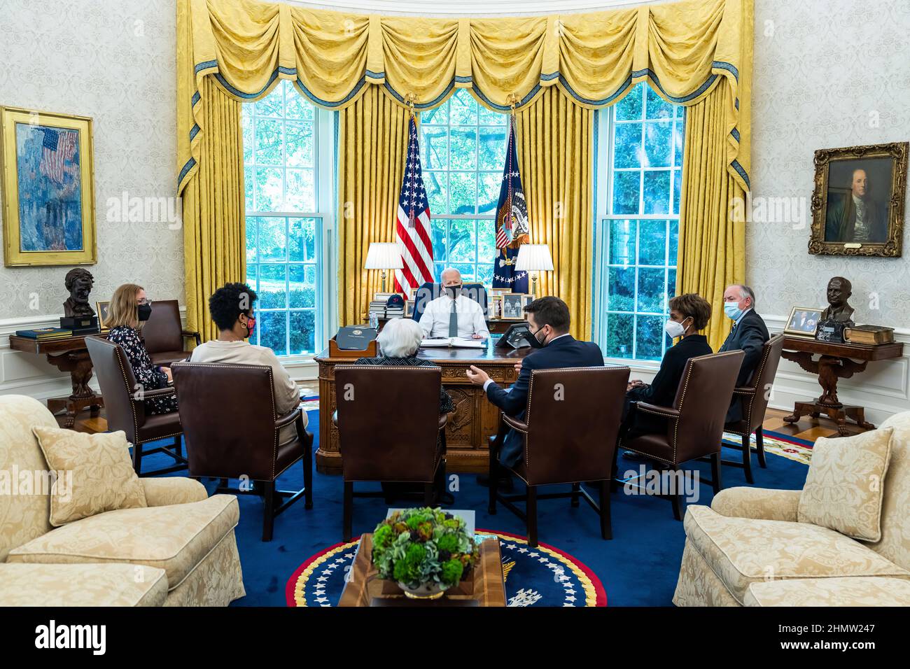 President Joe Biden receives a weekly economic briefing, Thursday ...