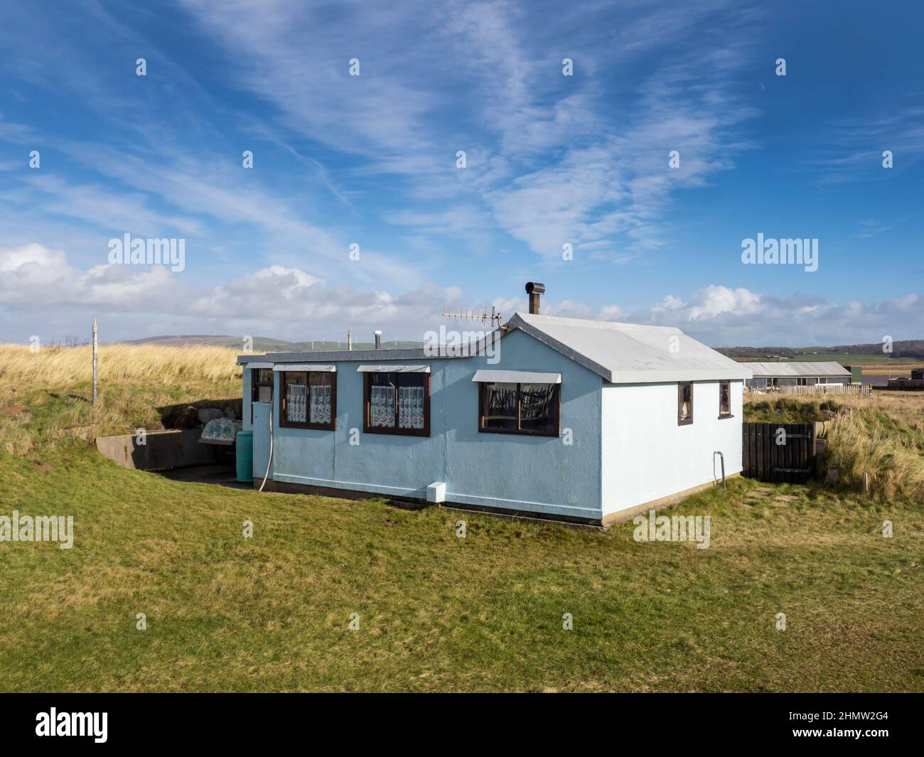 A beach dwelling at Lowsy Point near Barrow in Furness, Cumbria, UK ...