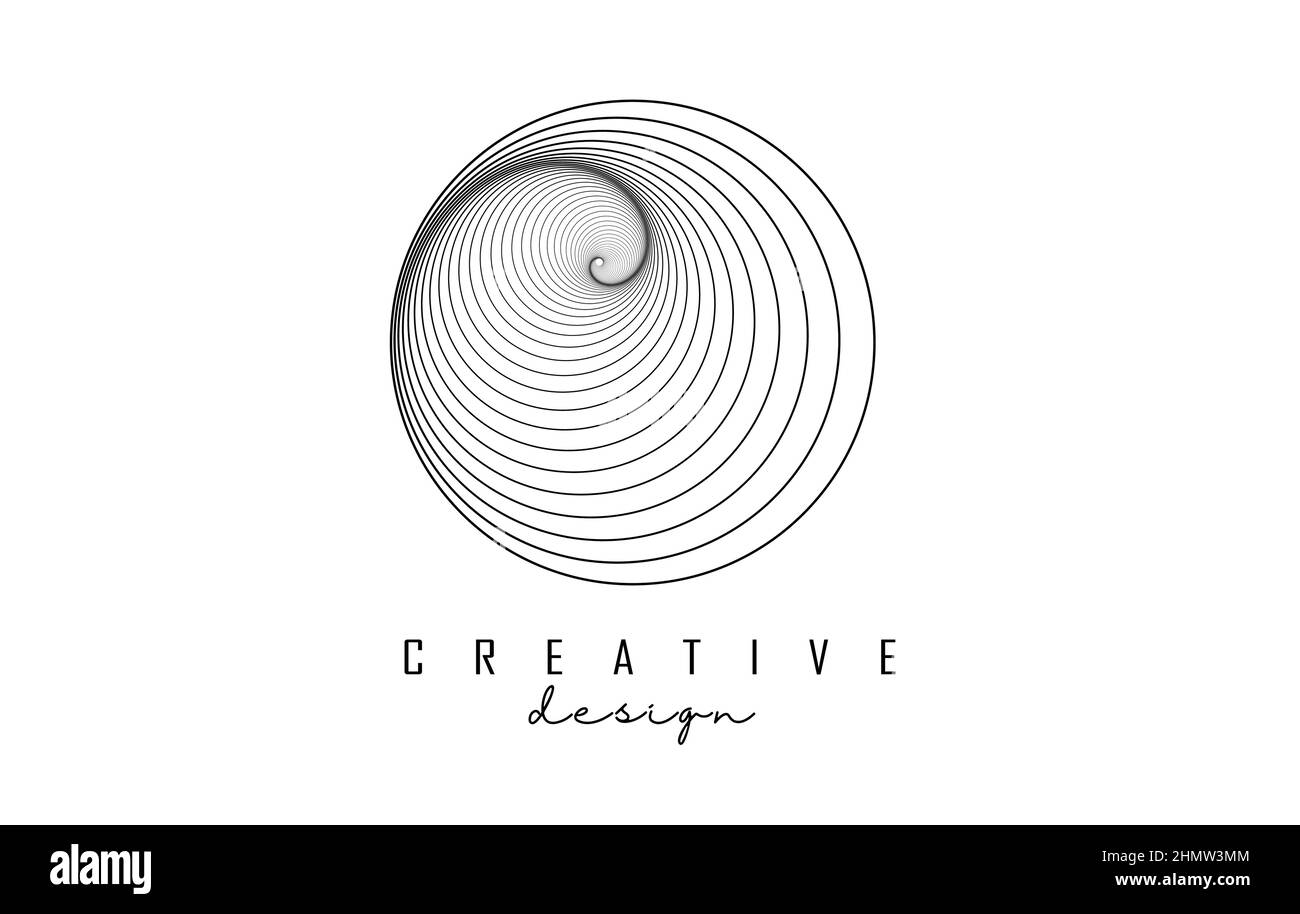 Letter O logo with lines and spiral effect. Vector illustration with ...