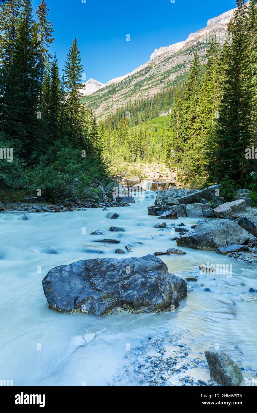 Waterfall at Lake Louise im Banff National park canada Stock Photo - Alamy