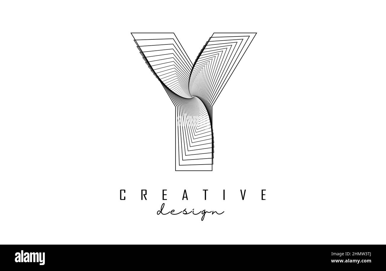 Letter Y logo with lines and spiral effect. Vector illustration with ...
