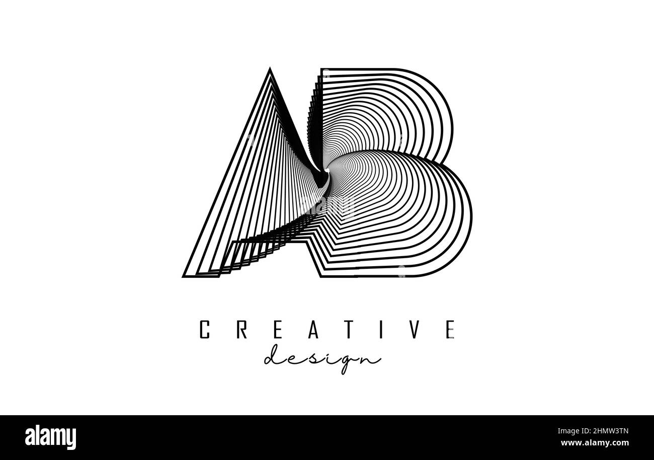Letters AB a b logo with lines and spiral effect. Vector illustration ...