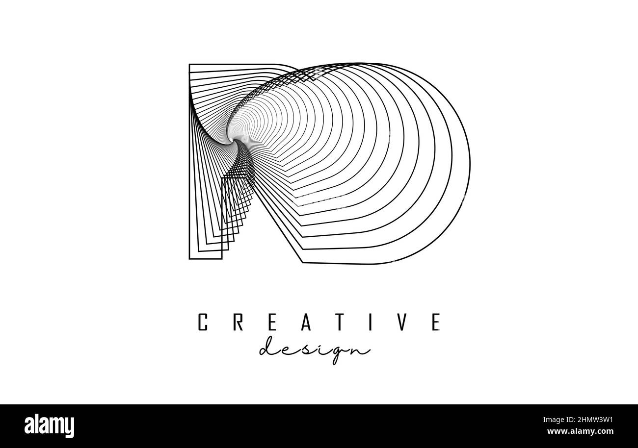 Letter RO logo with lines and spiral effect. Vector illustration with ...