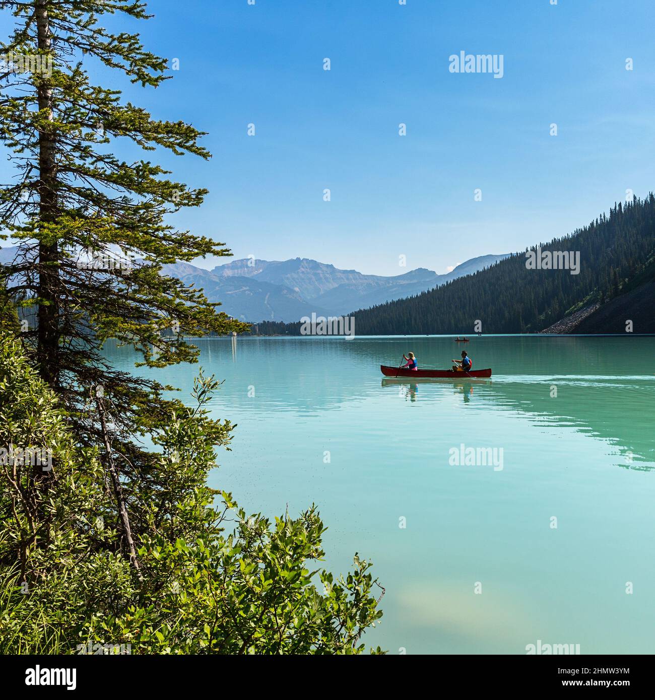 Canoeing on the Lake Louise in banff canada Stock Photo - Alamy