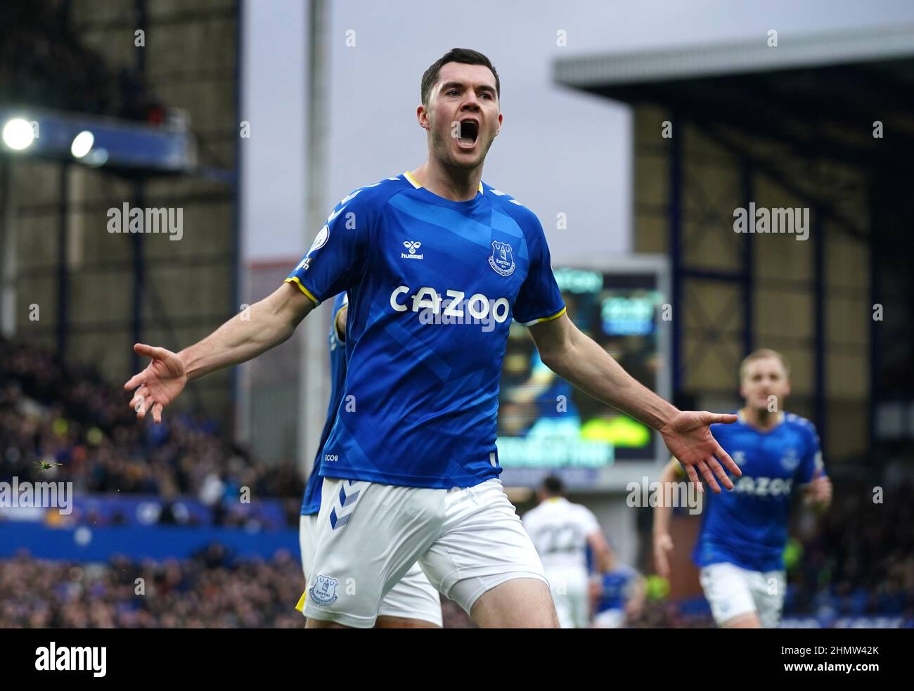 Everton's Michael Keane celebrates scoring their side's second goal of ...