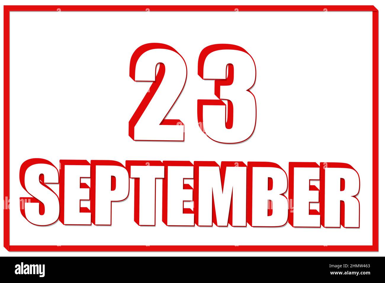 23rd day of September. 3d calendar with the date of 23 September on ...