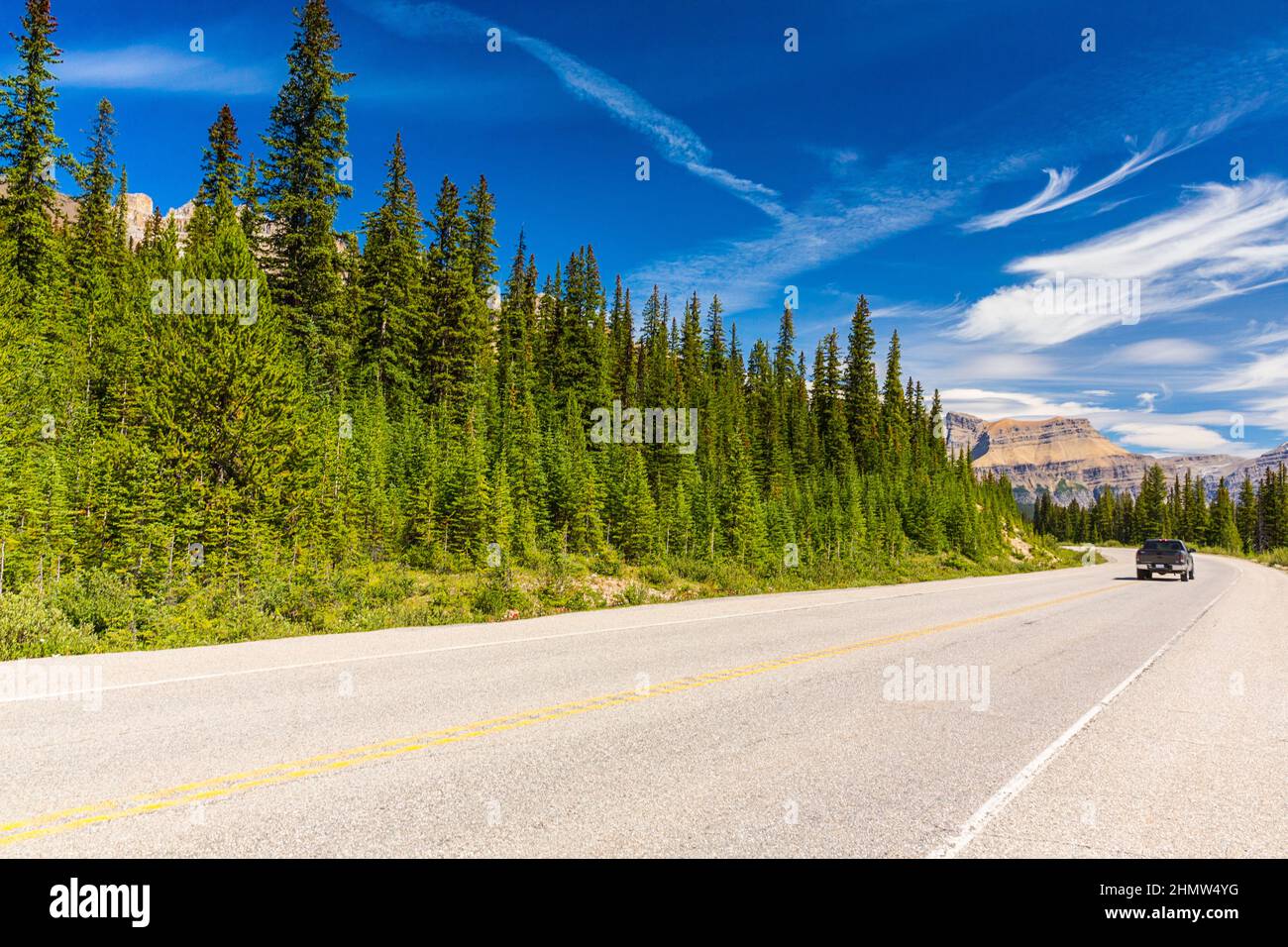 Mountain road in summer at the banff national park Canada Stock Photo ...