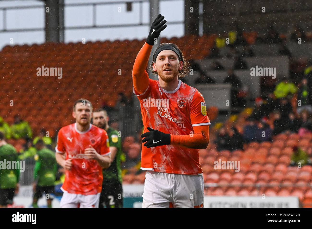 Josh Bowler #11 of Blackpool celebrates his goal to make it 1-0 Stock ...
