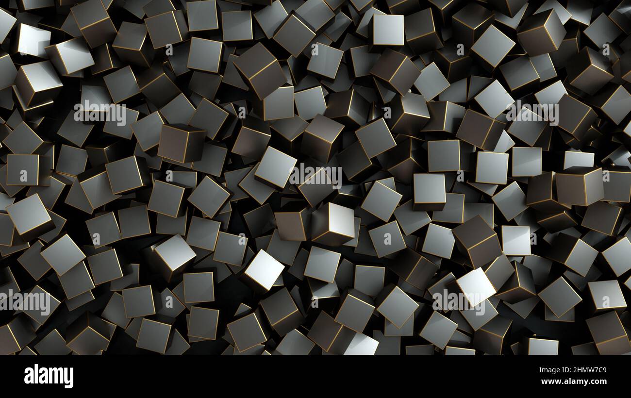 3d render. Abstract tech cubes background Stock Photo - Alamy