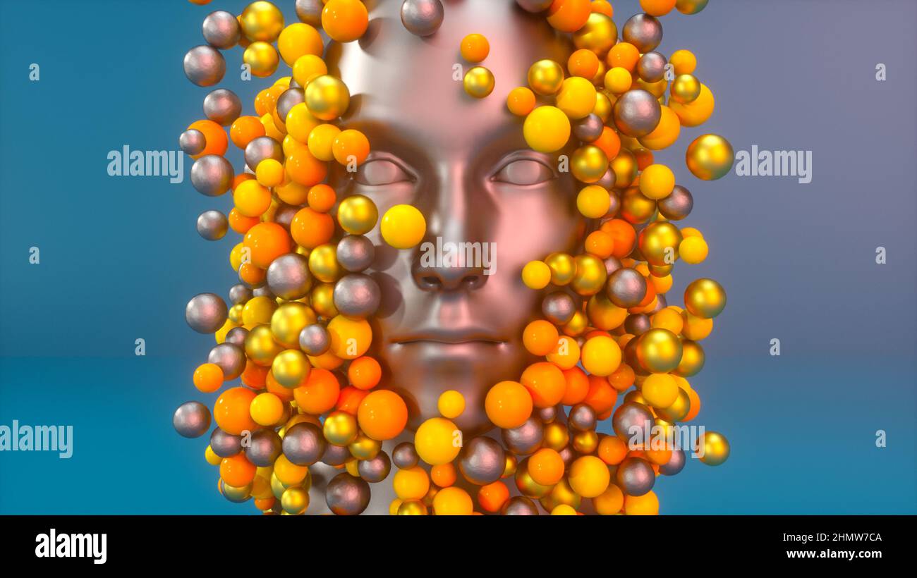 3d render. Head and abstract background Stock Photo - Alamy