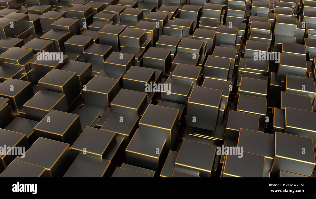 3d render. Abstract tech cubes background Stock Photo - Alamy