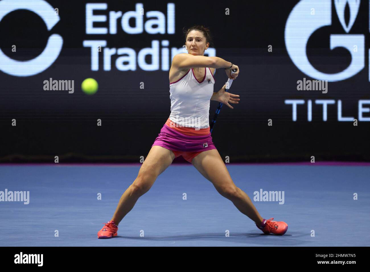 Irina-Camelia Begu of Romania plays against Maria Sakkari of Greece ...