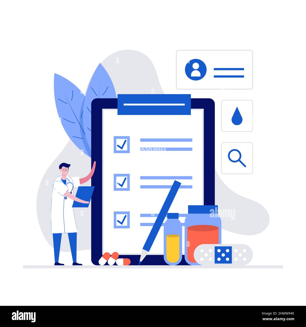 Pharmacy and prescription vector illustration concept with characters ...