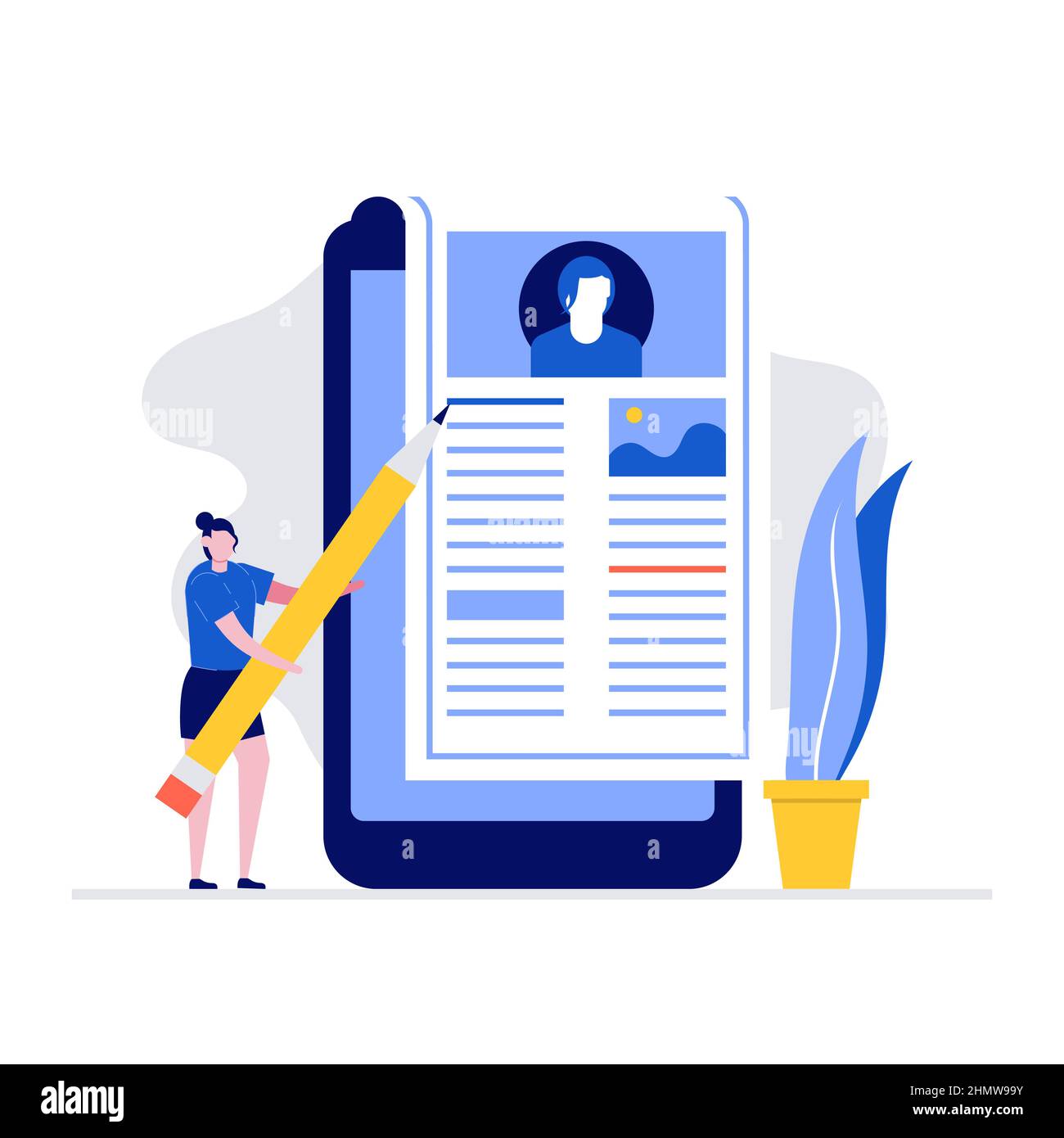 Blogging vector illustration concept with characters. Modern flat style ...