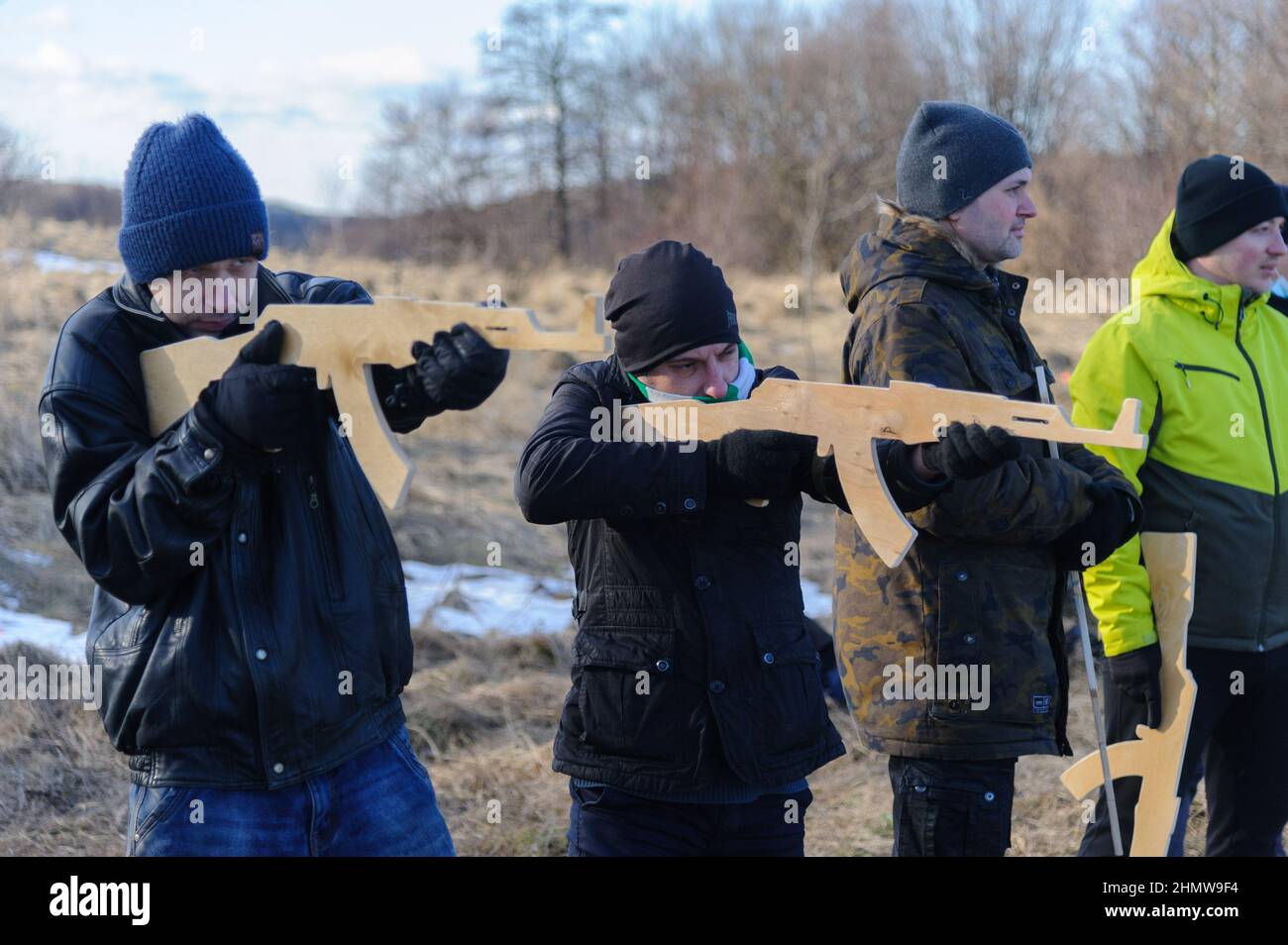 Ukrainians during an open military training for civilians organised by ...
