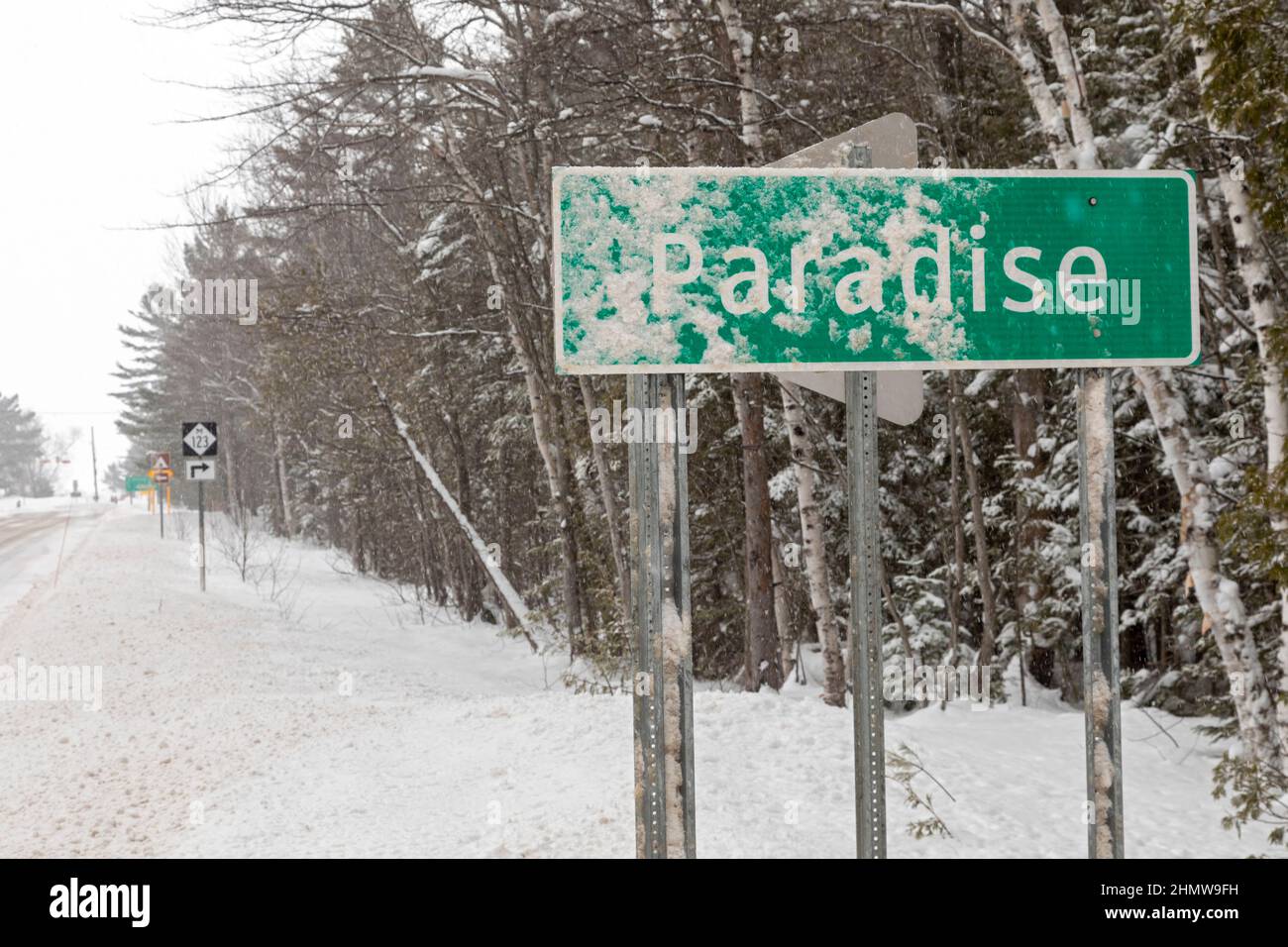 Paradise, Michigan - A sign for Paradise, a small town on Lake Superior ...