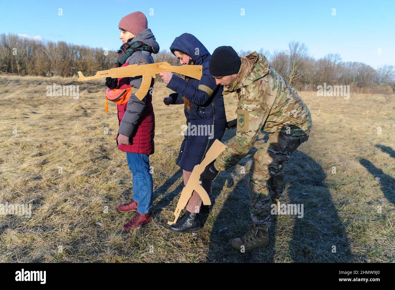 Ukrainians during an open military training for civilians organised by ...