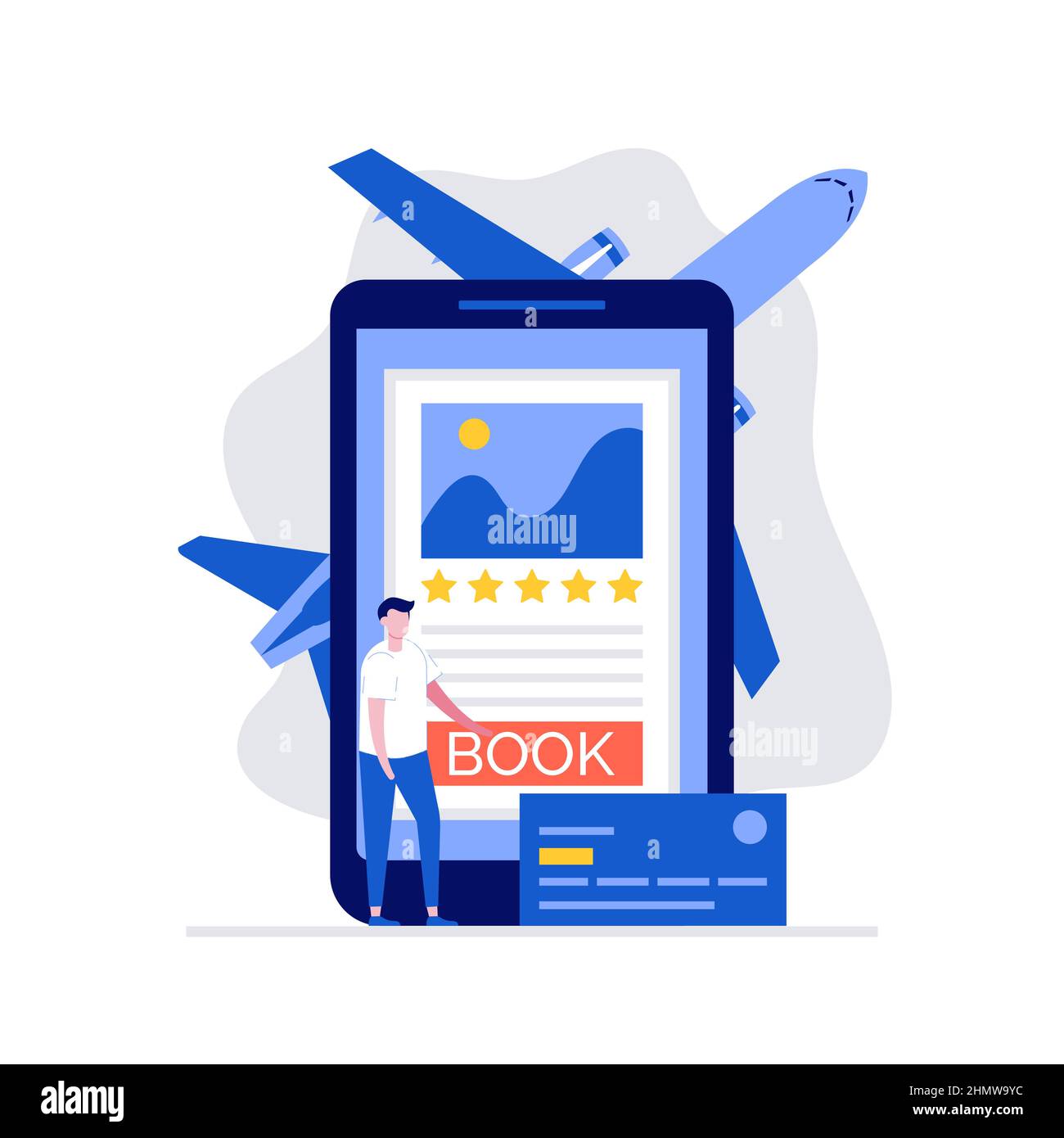 Booking hotel online concept with characters. Modern vector ...