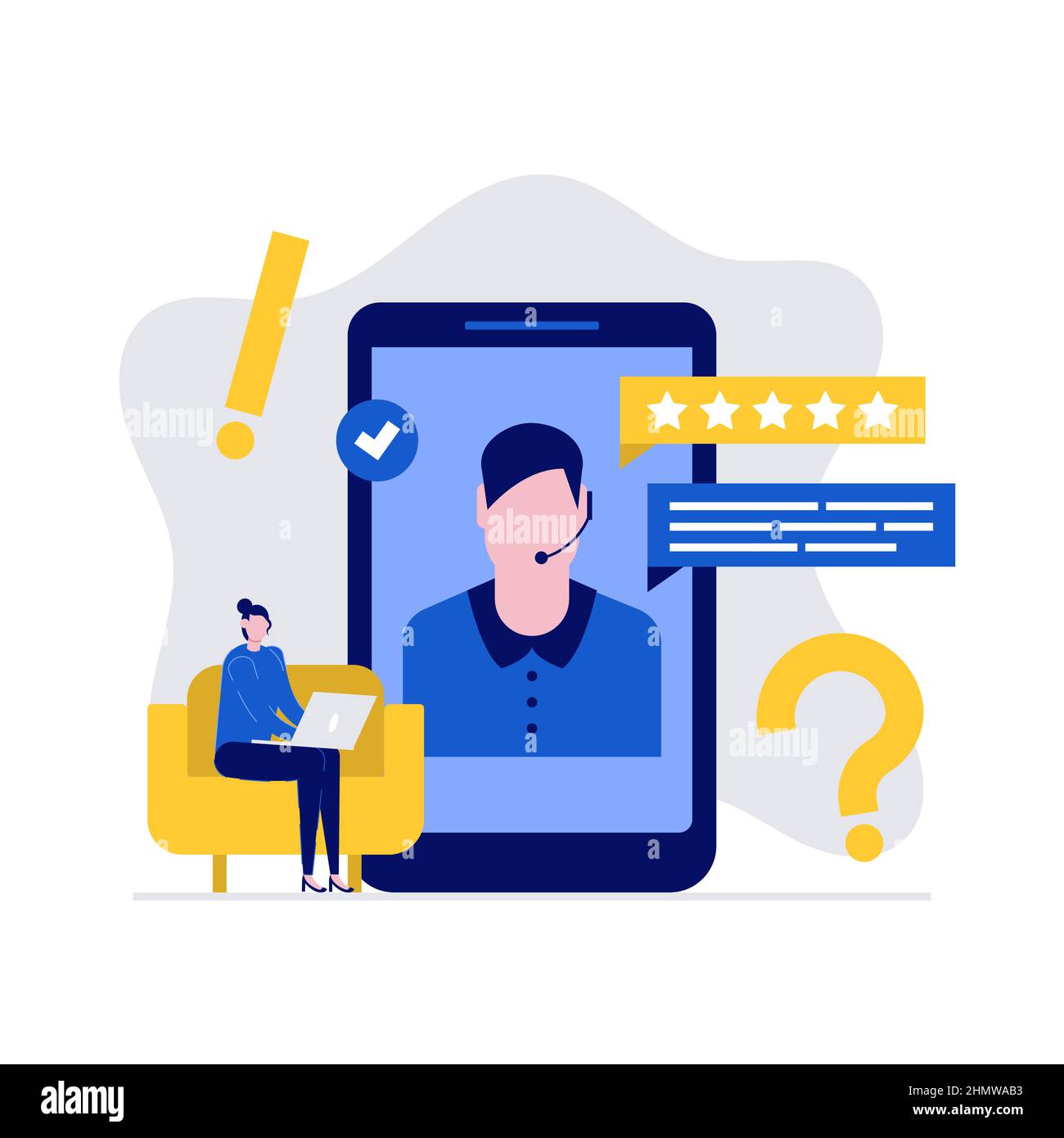 Online Technical Support And Helpdesk Vector Illustration Concept With Characters Woman