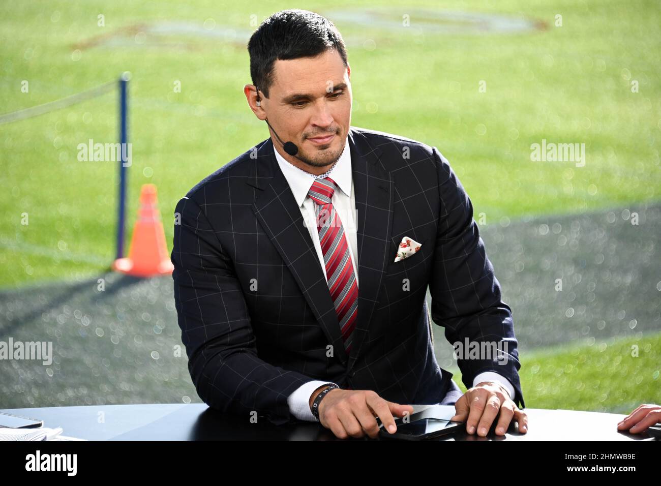 ESPN broadcaster David Pollack before the Rose Bowl game between the ...