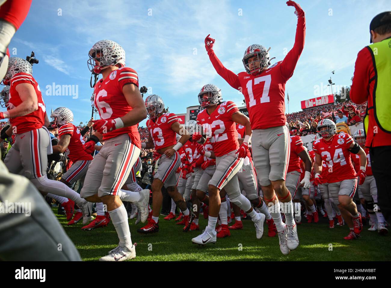 Ohio State Buckeyes safety Bryson Shaw (17) enters the field during the ...