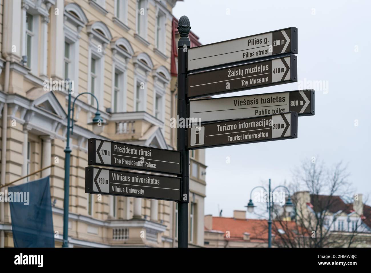 VILNIUS, LITHUANIA - 2020 MARCH 07. Street information sign Stock Photo ...