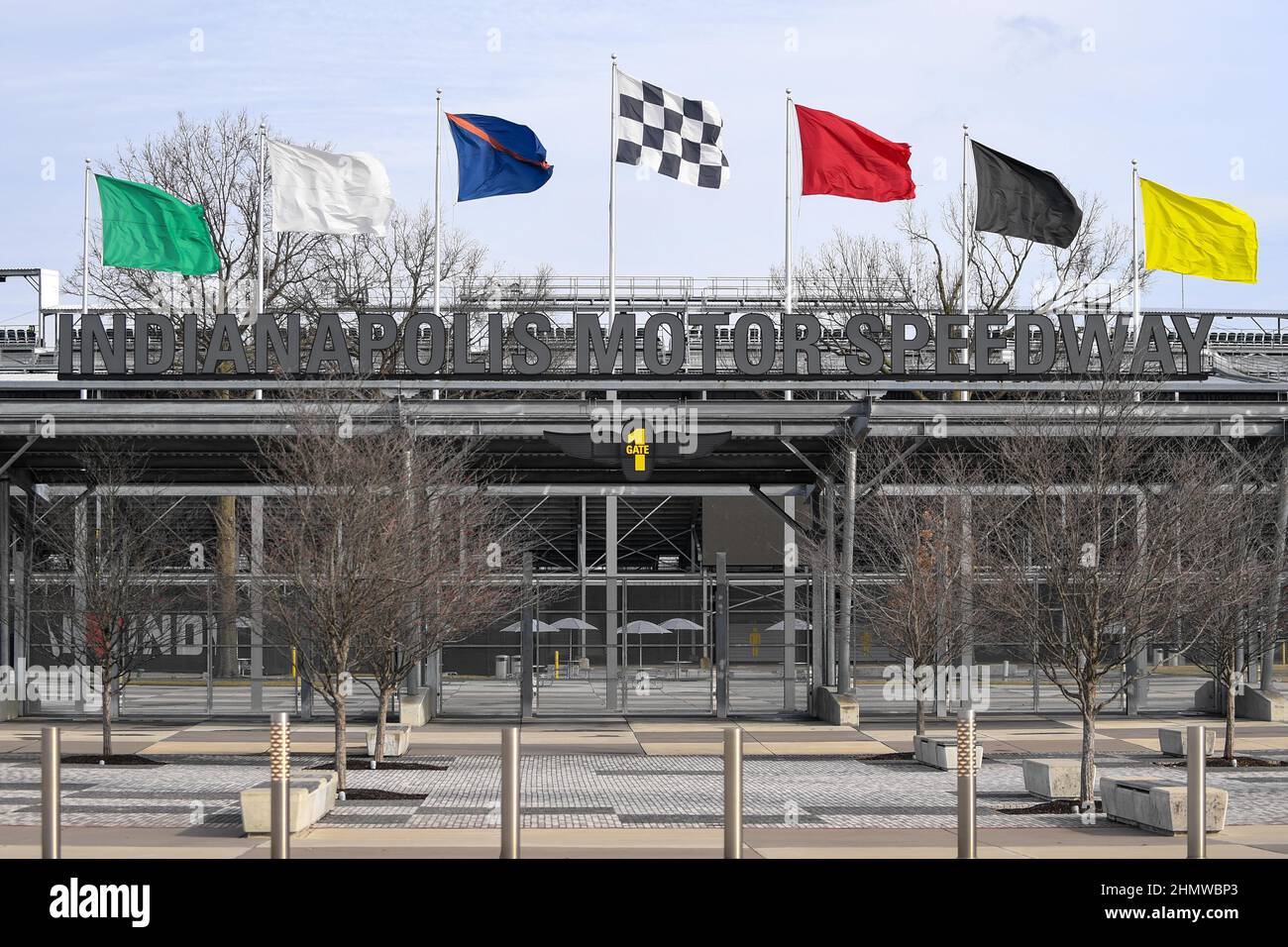 A general view of the Indianapolis Motor Speedway entrance on Saturday ...