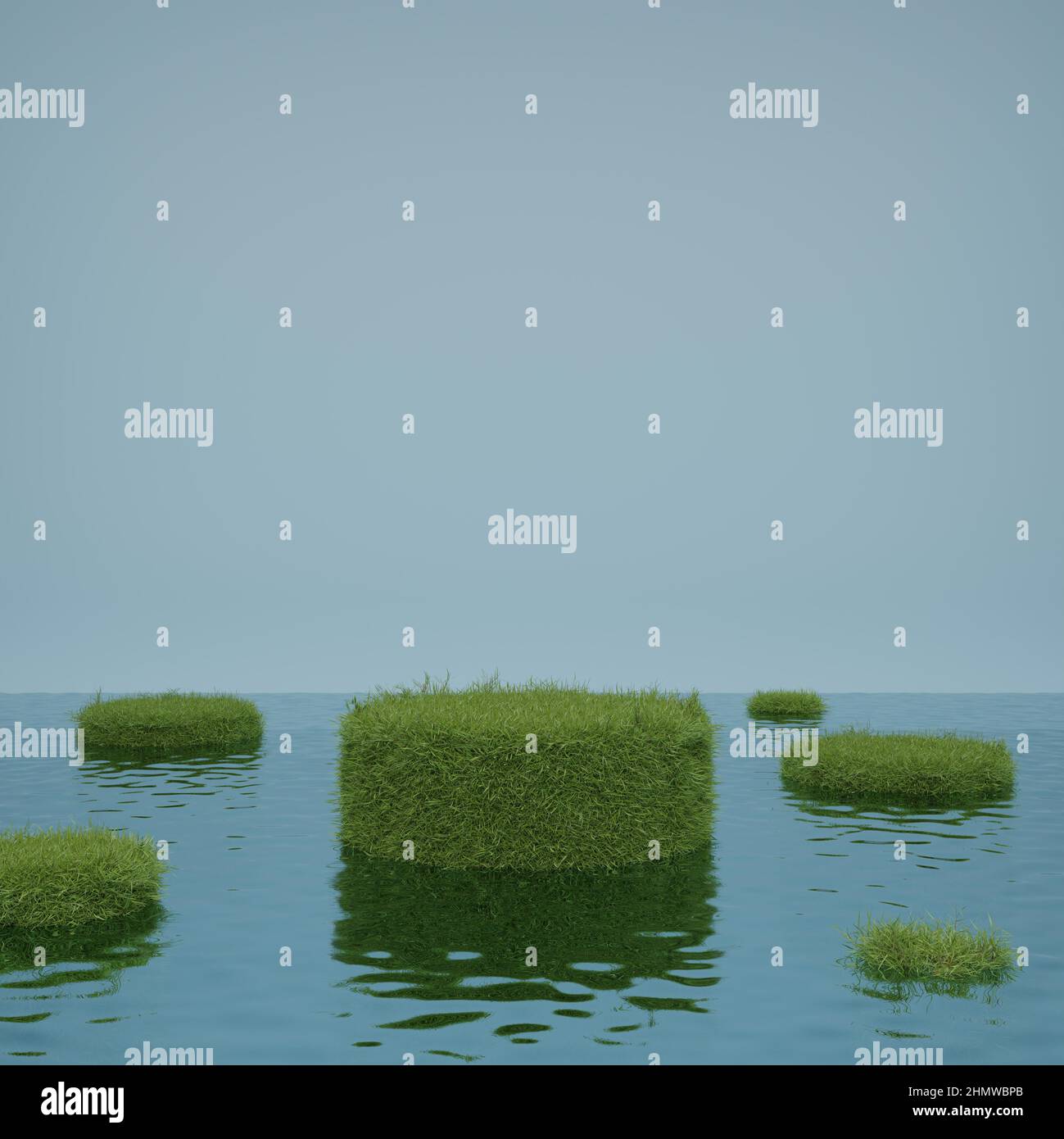 Abstract mock up cylindrical natural fresh green grass podium stage on ...
