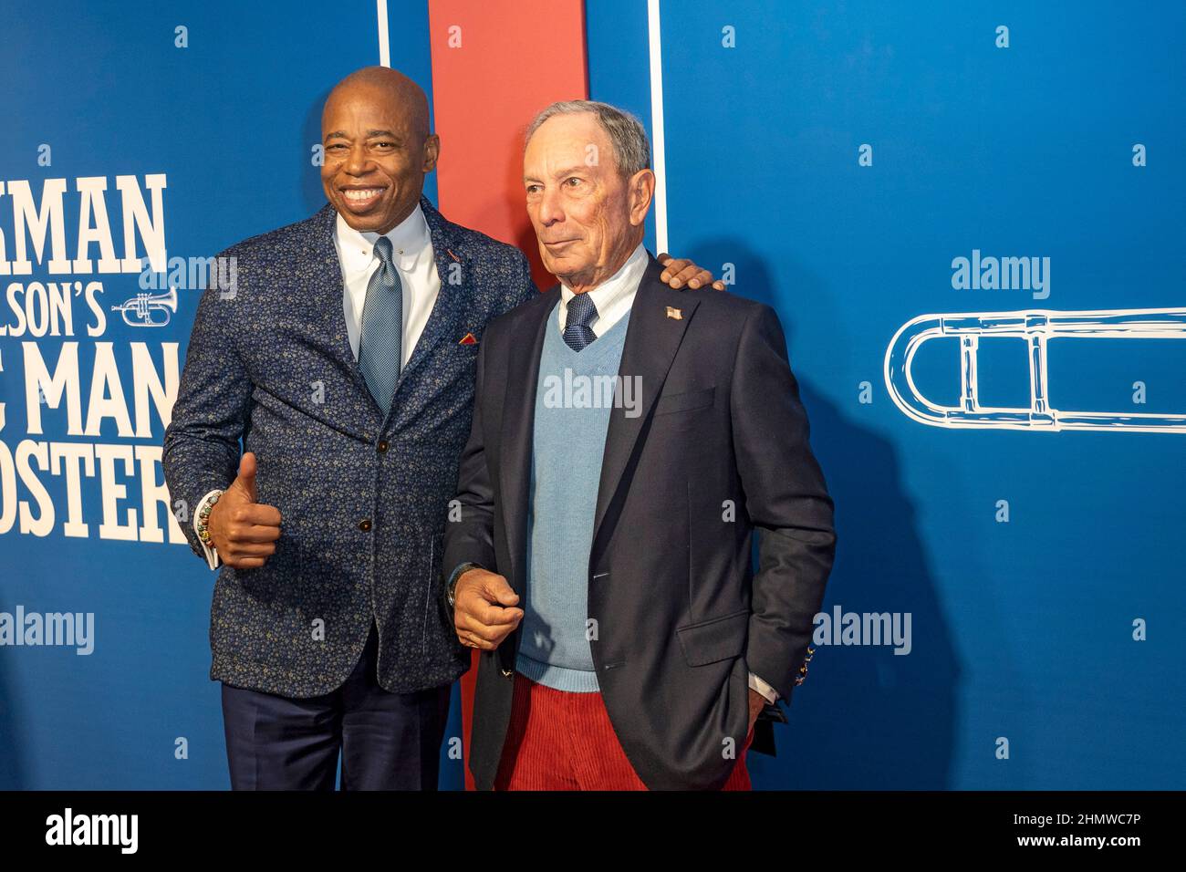 New York mayors Eric Adams and Michael Bloomberg attend the opening ...