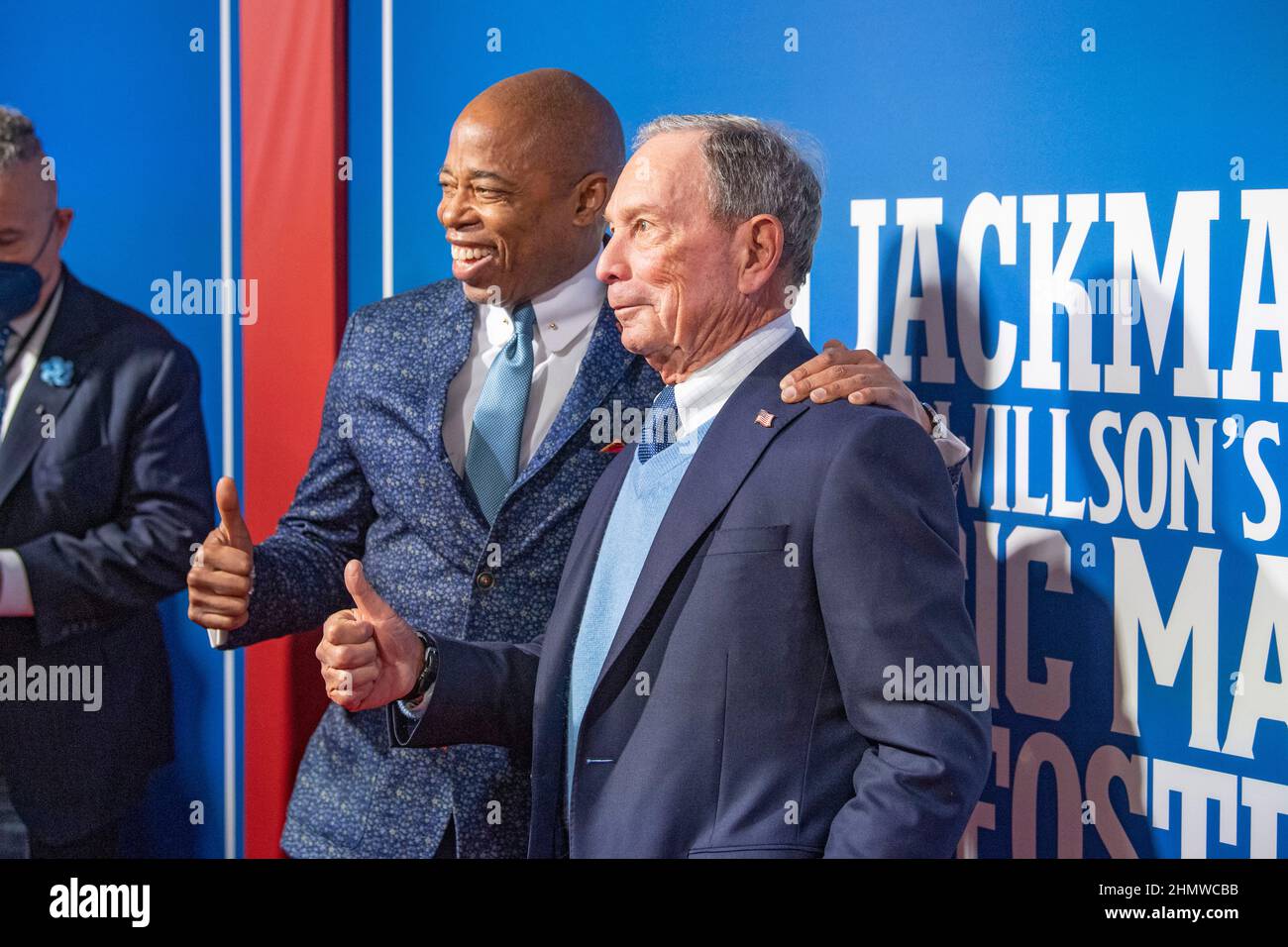 New York mayors Eric Adams and Michael Bloomberg attend the opening ...