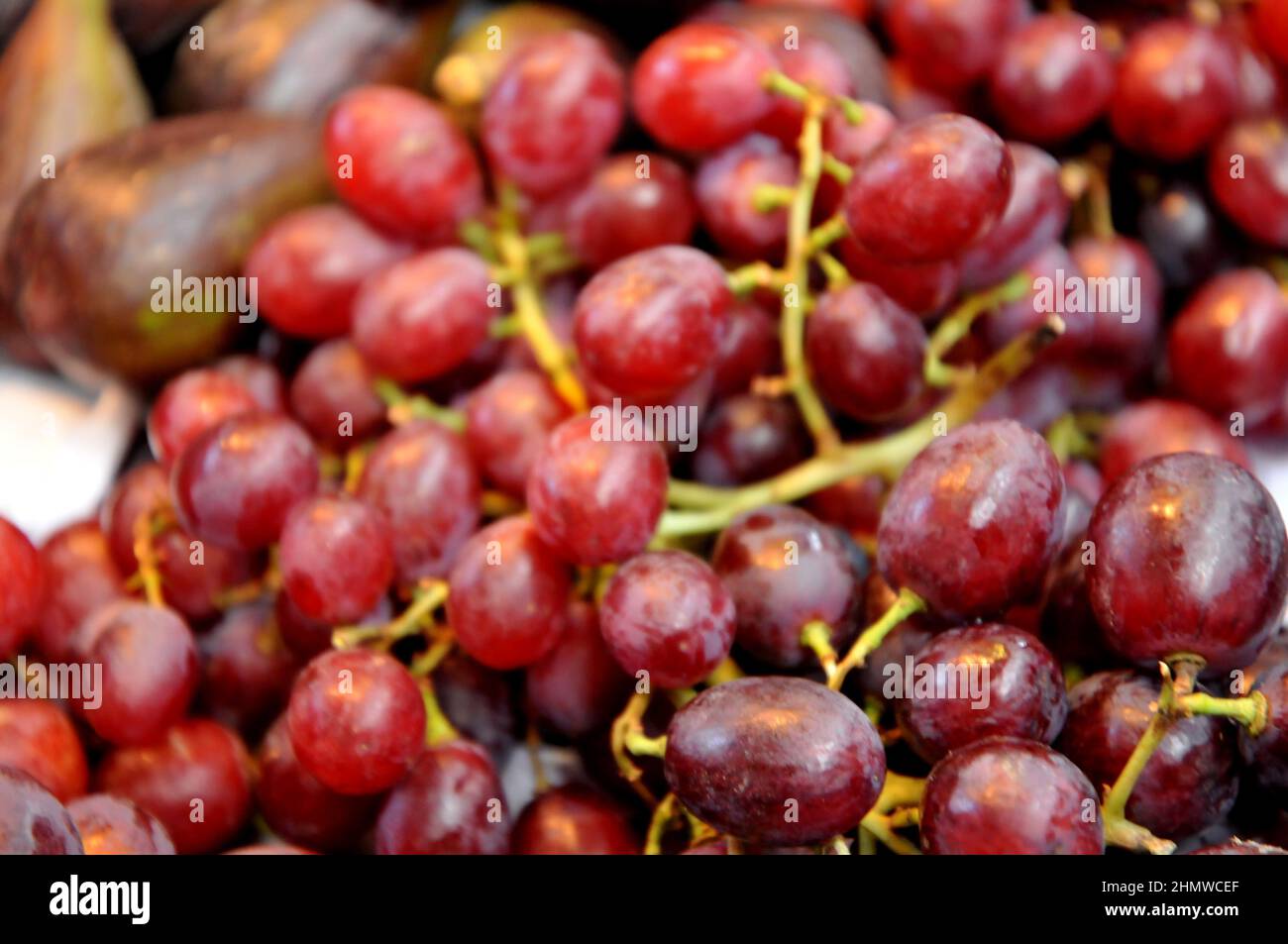 Copenhagen/Denmark./12 February 2022/.Red grapes and strawberry fruit ...