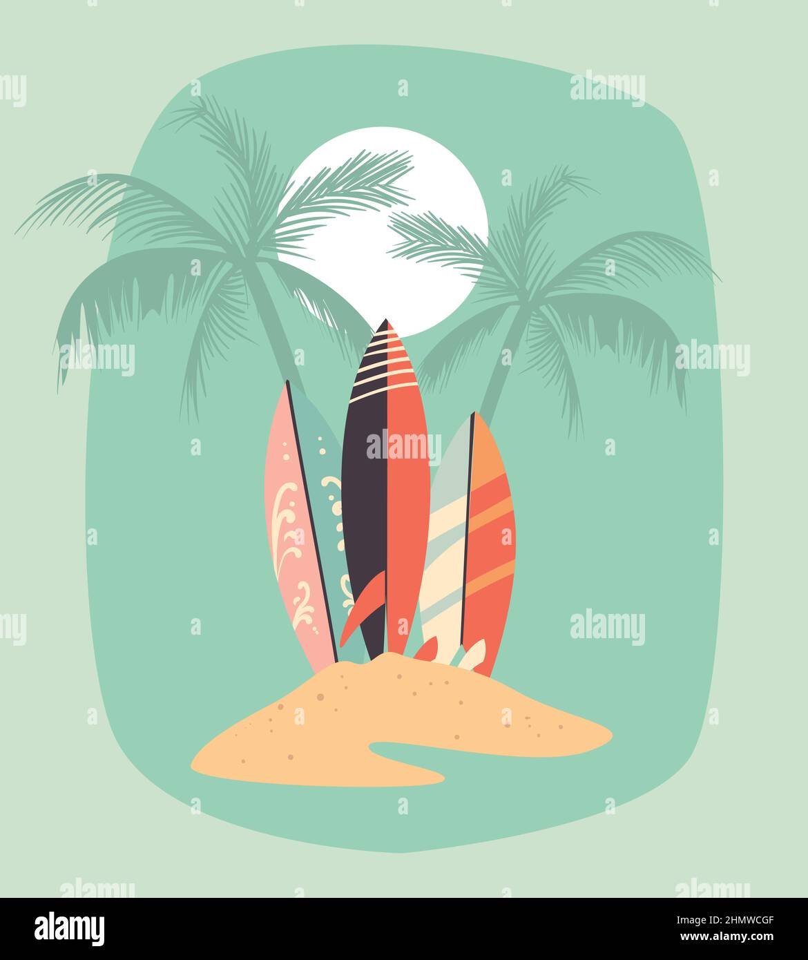 Surfboards on beach surfing Stock Vector Images - Alamy