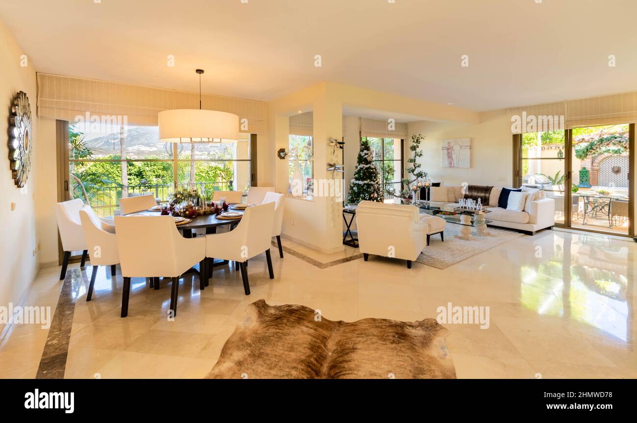 a image of a open plan living area inside a villa apartment along the ...