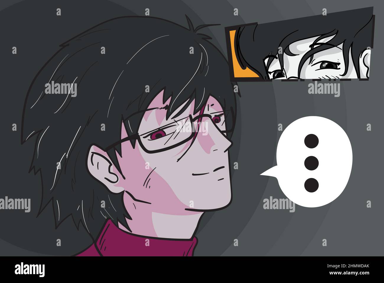 manga boy vignette with text bubble Stock Vector Image & Art - Alamy