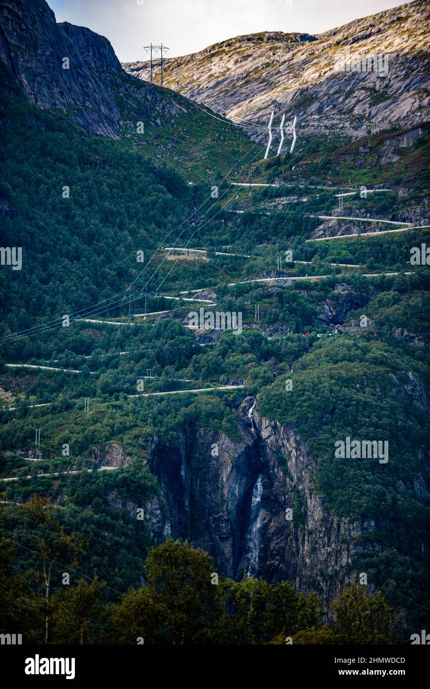 Famous Winding road from Lysebotn to Sirdal Stock Photo - Alamy