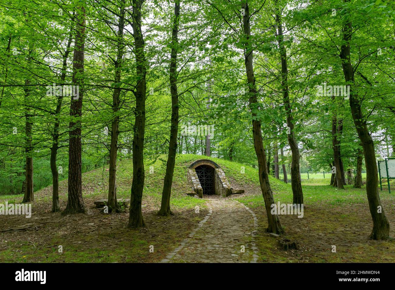 Ancient tumulus on a display for visitors Stock Photo - Alamy
