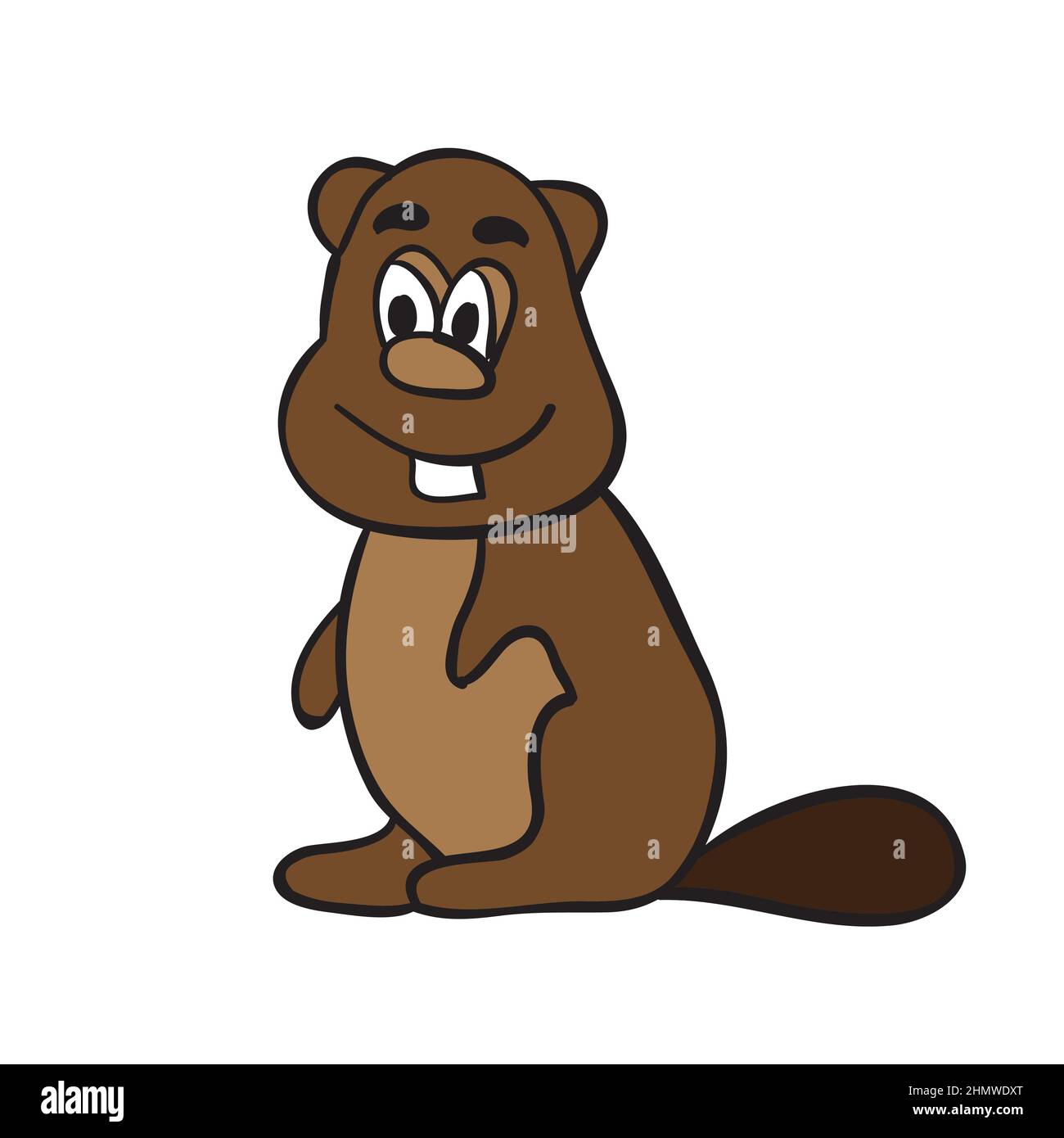Cute cartoon beaver. Brown beaver character. Simple vector illustration ...