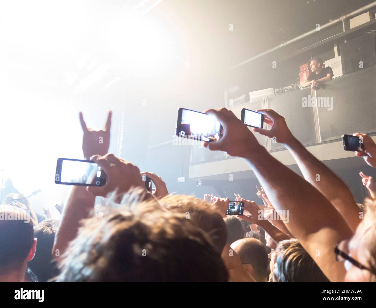 Concert spectators in front of a bright stage with live music Stock ...