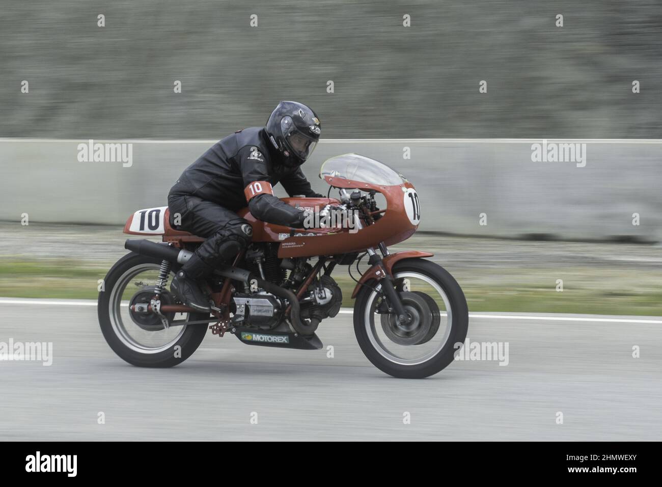 A classic italian Ducati sports motorbike in the race Stock Photo - Alamy