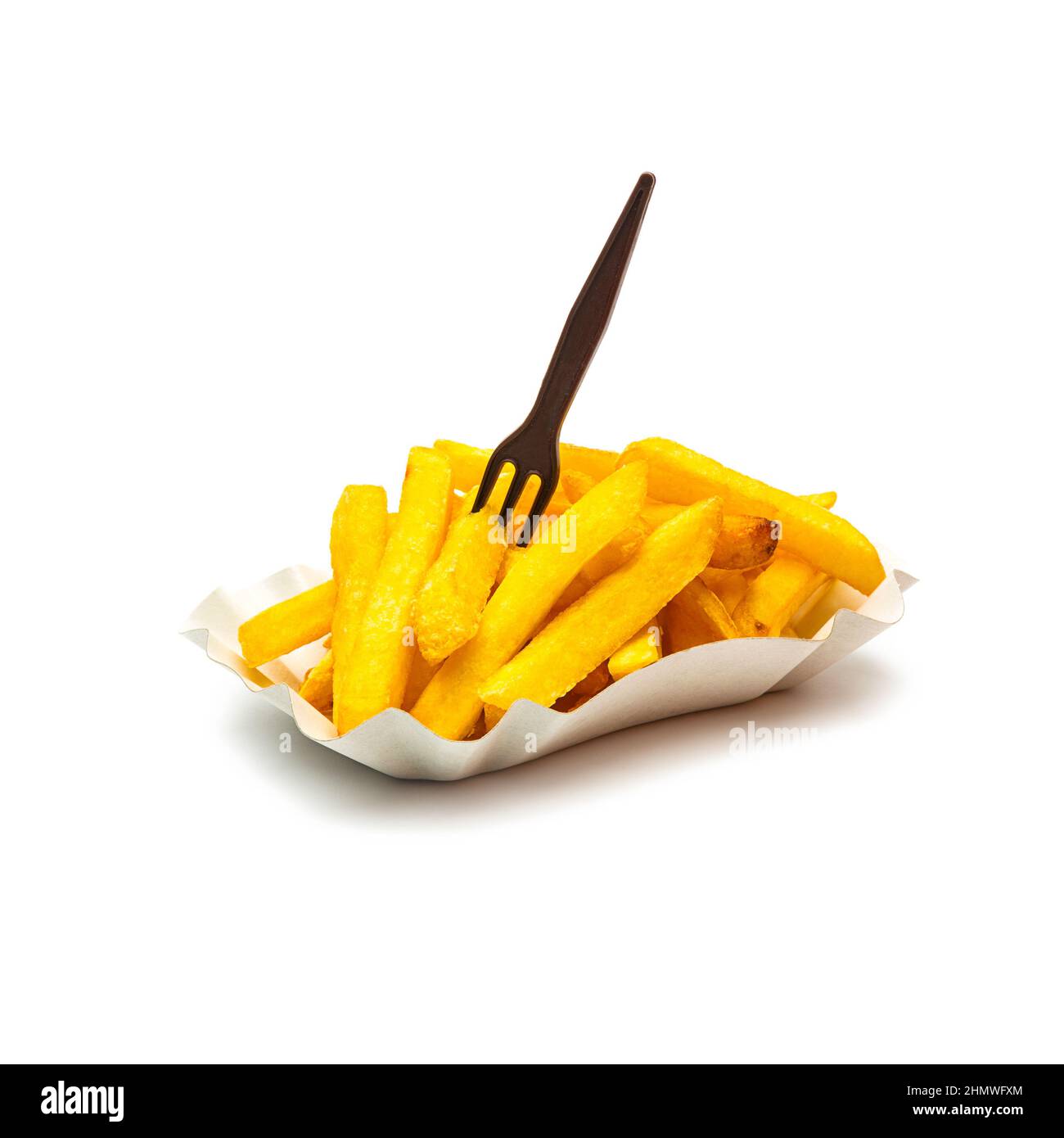 french fries in a shell with fork Stock Photo - Alamy
