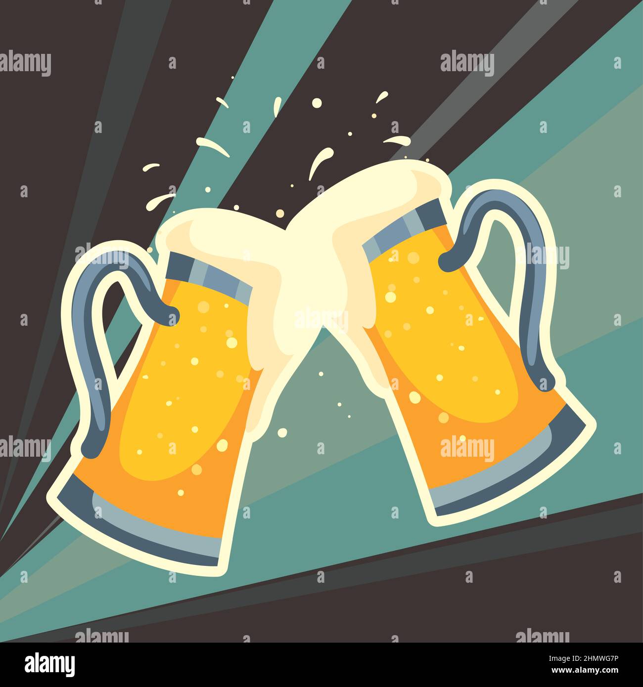 beer mugs card with foamy Stock Vector Image & Art - Alamy