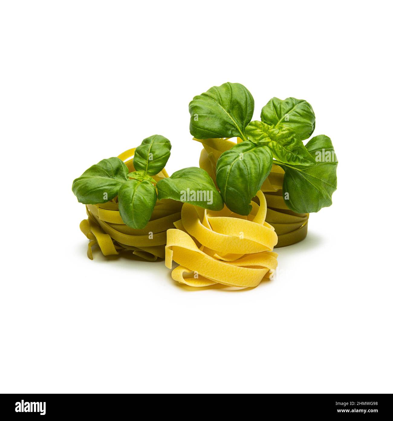 pasta nests mix with basil leaf Stock Photo - Alamy