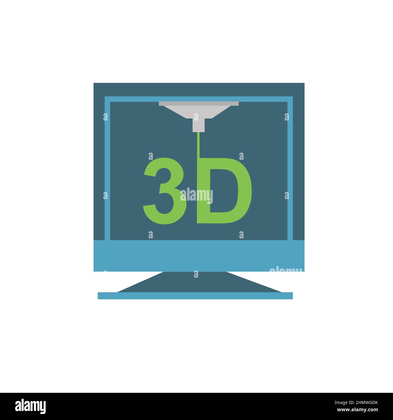 3D Printer in cartoon flat style isolated on white background. Simple ...